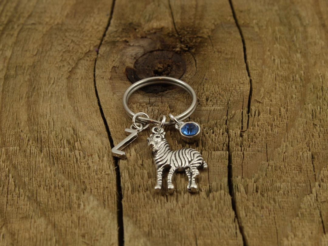 Zebra Keyring, Zebra Keychain, Silver Zebra Keychain, Zebra Fan Keyring ...