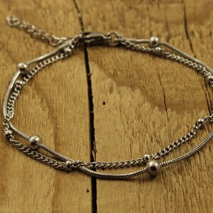Two Layer Bracelet, Stainless Steel Bracelet, Satellite Bead Bracelet ...