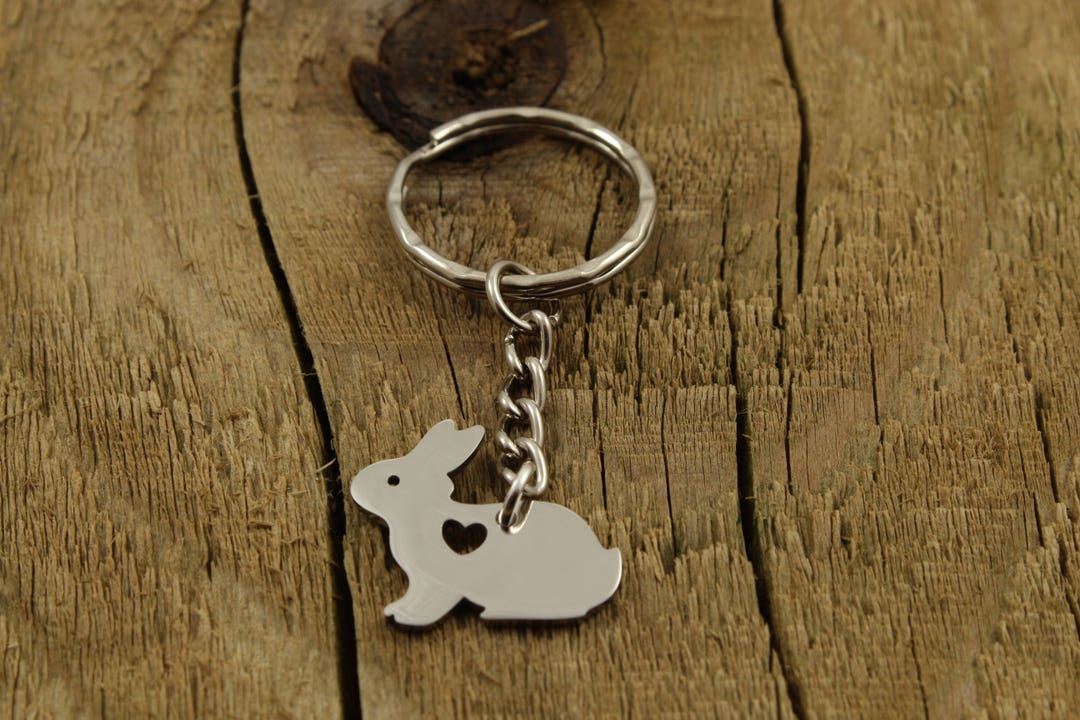 Rabbit Keyring, Rabbit Keychain, Silver Bunny Bag Charm, Bunny Keyring ...
