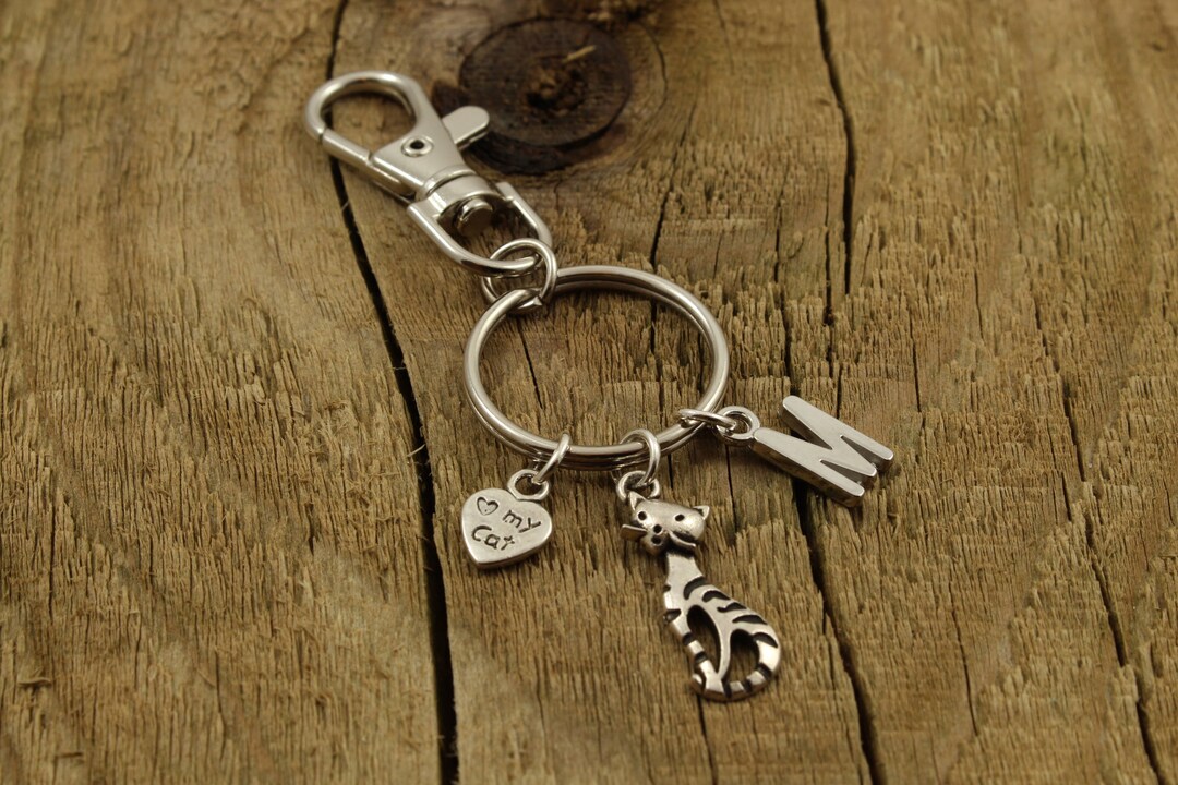 Cat Keyring, Cat Keychain Gift, Personalized Cat Keychain, Feline Gift ...