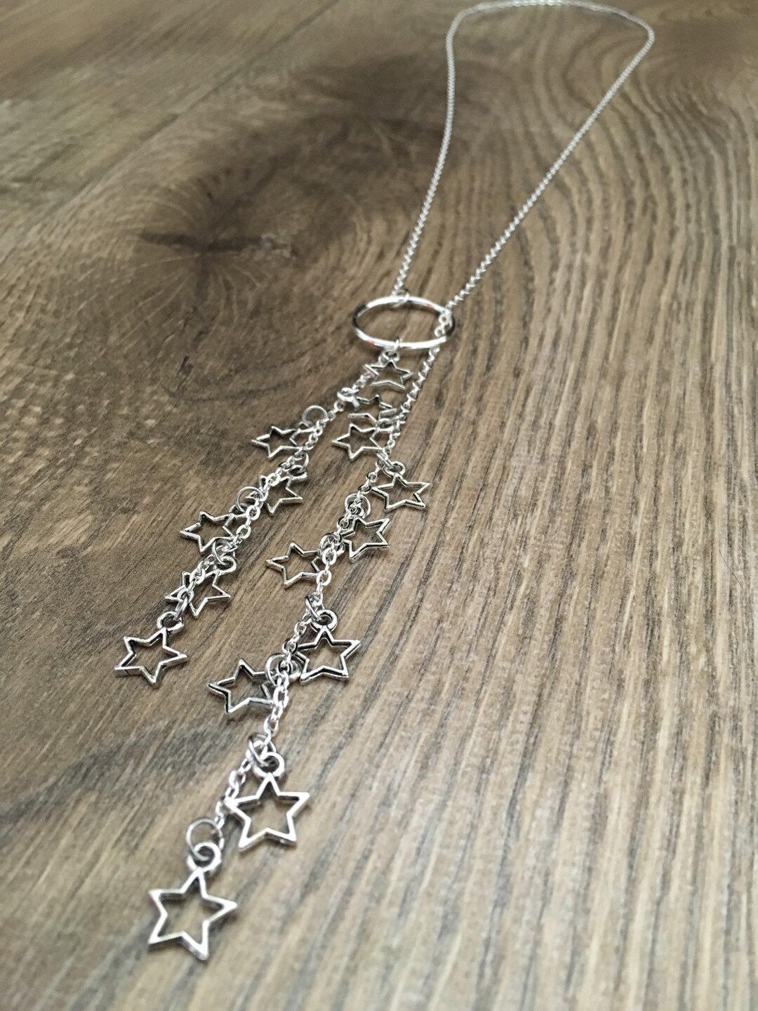 Long Star Necklace, Silver Star Necklace, Lariat Necklace, Star ...