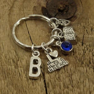 Book Lover Keyring, Book Lover Keychain, Book Worm, Reader Keyring ...