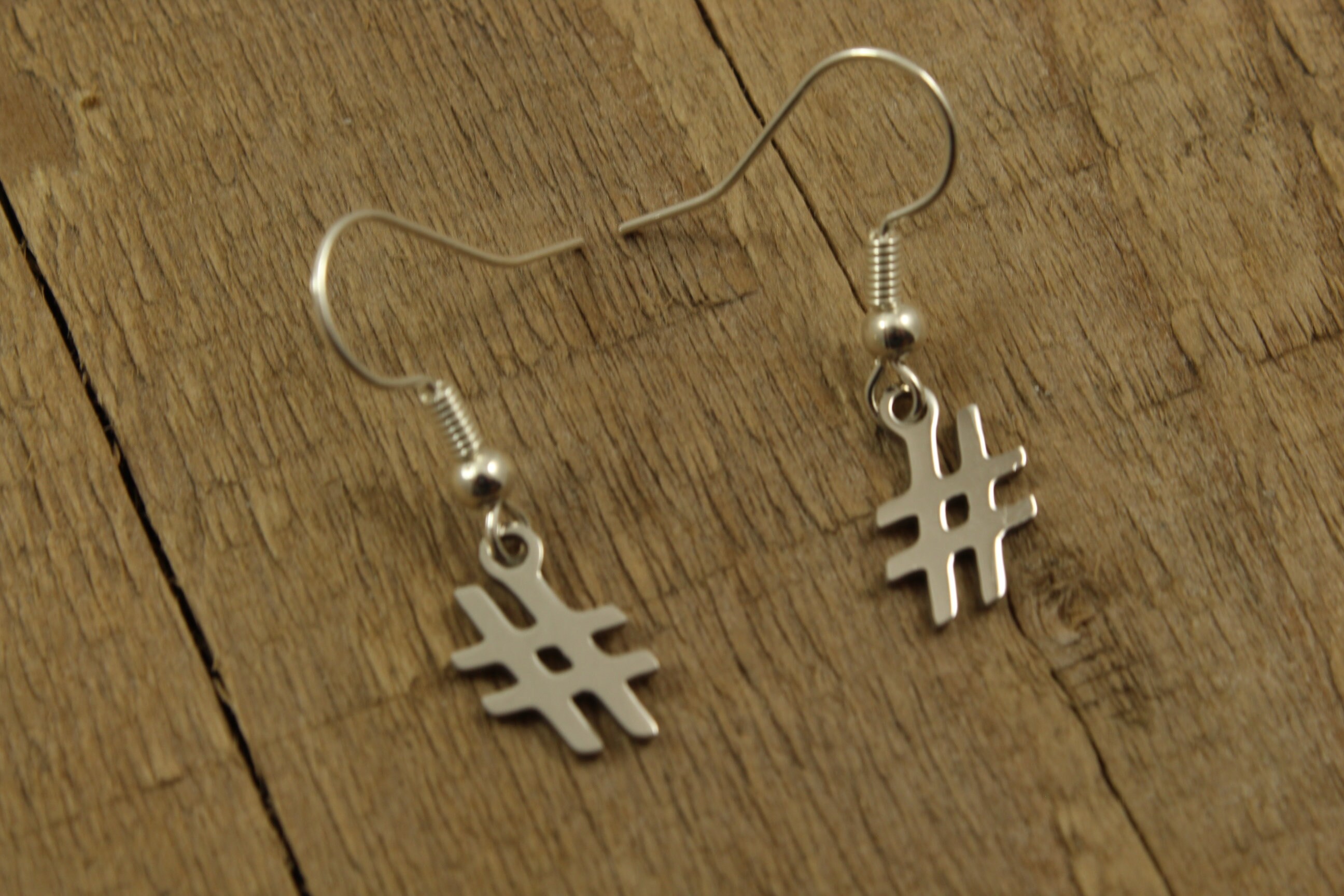 Hashtag earrings silver hashtag dangly hashtag earrings. | Etsy