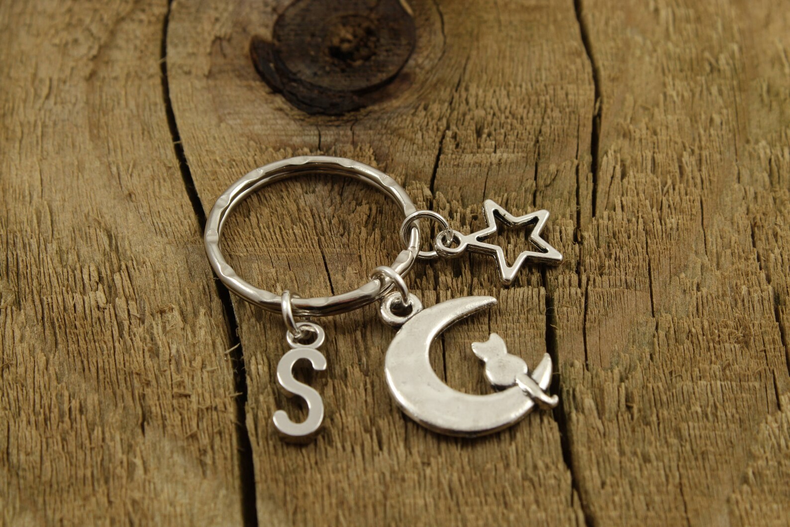 Moon Keyring, Cat Moon Keychain, Moon Cat Keyring, Personalised Keyring ...