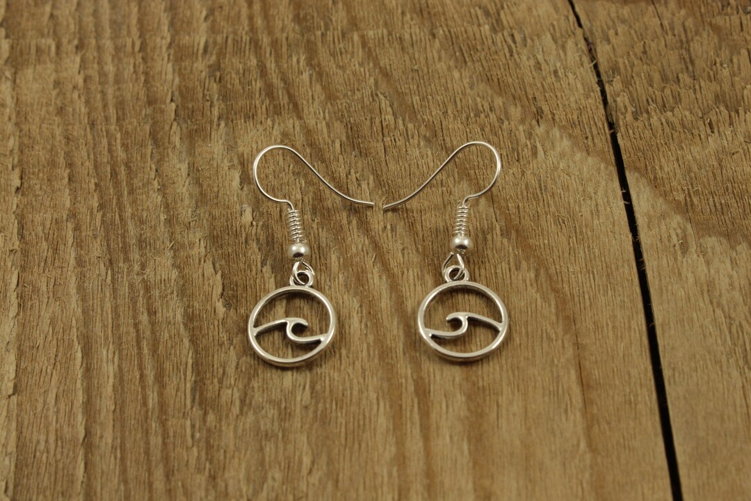 Silver Wave Earrings, Wave Earrings, Crest of Wave Earrings, Wave Inspired Jewellery, Circle ...