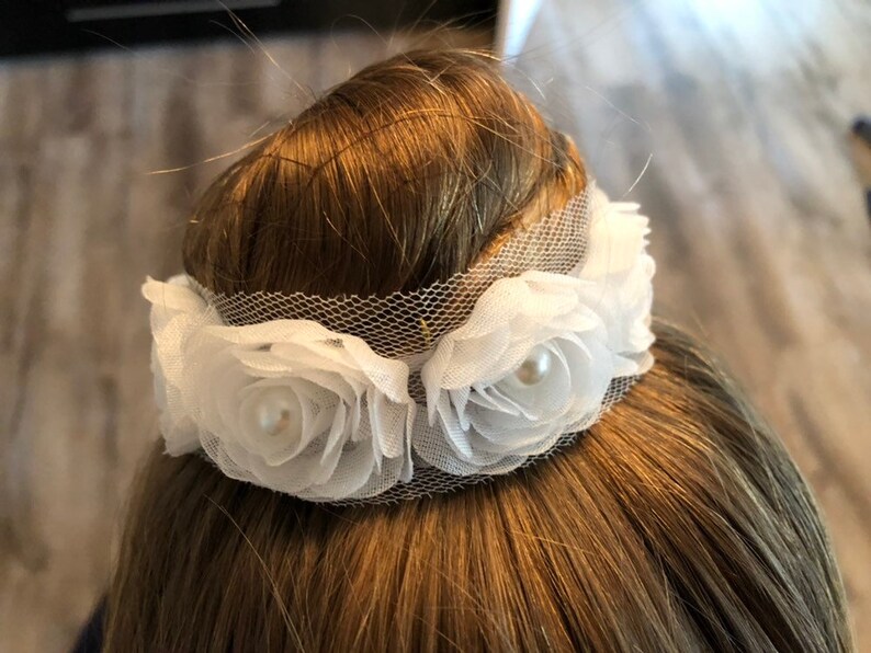 White Bun Wrap, Flower Bun Wrap, White Floral Bun Wrap, Ballet Hair ...
