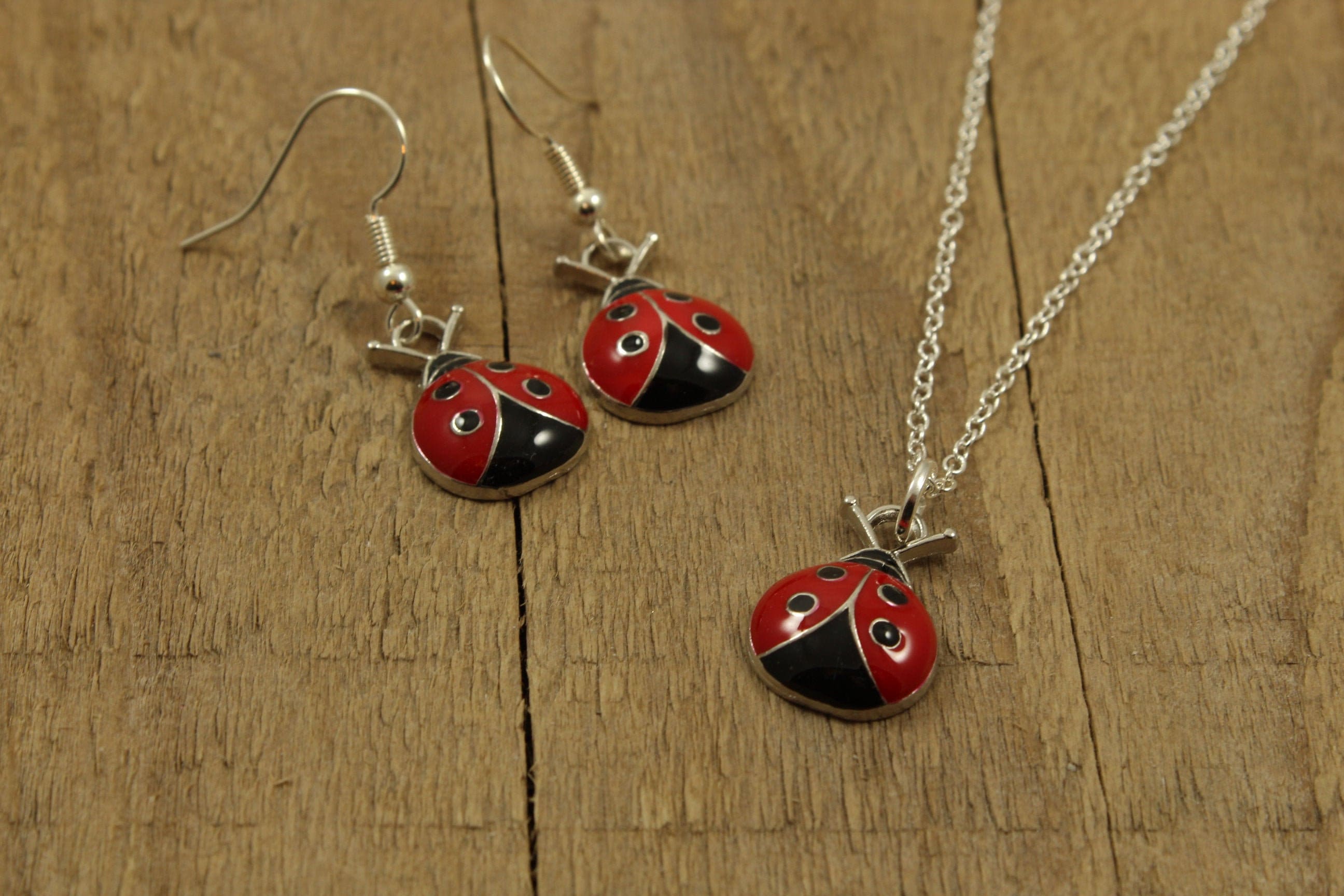 Ladybird Earrings, Ladybird Necklace, Ladybird Necklace and Earring Set ...