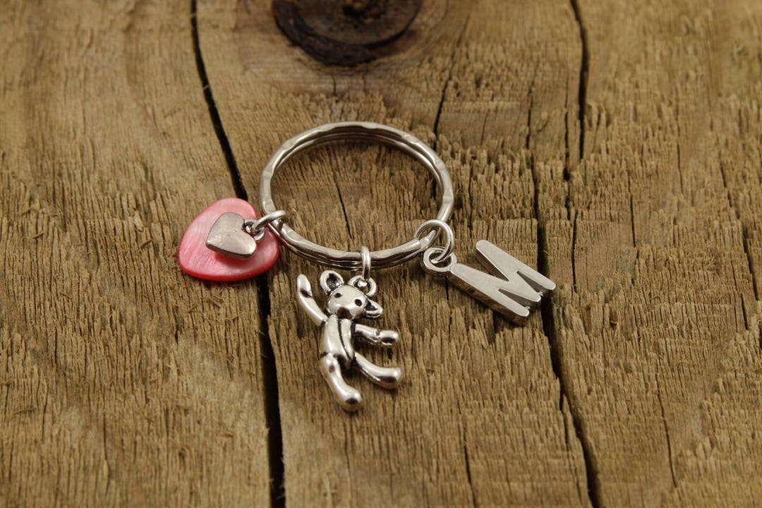Teddy Bear Keyring, Teddy Keychain, Bear Bag Charm, Personalised ...