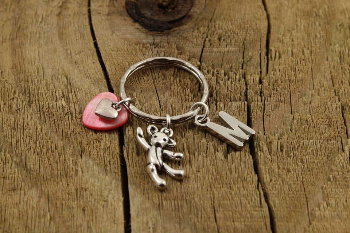 Teddy Bear Keyring, Teddy Keychain, Bear Bag Charm, Personalised ...