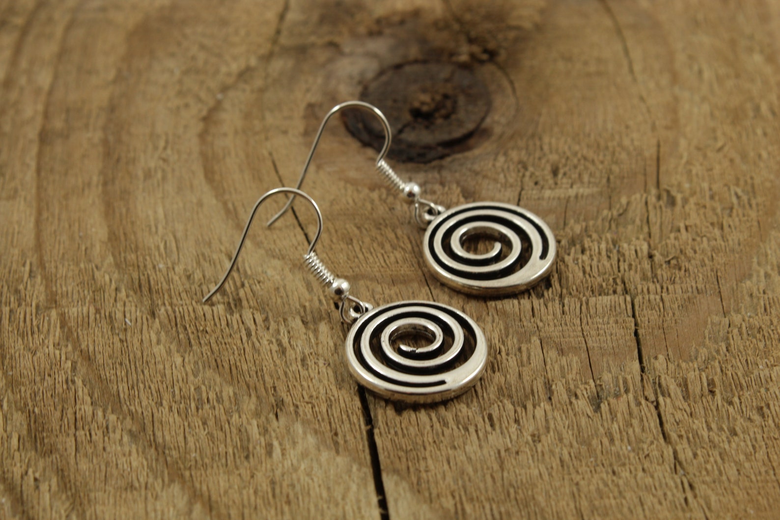 Silver Spiral Earrings Circle Earrings Swirl Earrings Wave | Etsy