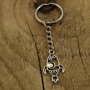 Silver Rocket Keychain, Rocket Keyring, Space Keychain, Space Keyring ...