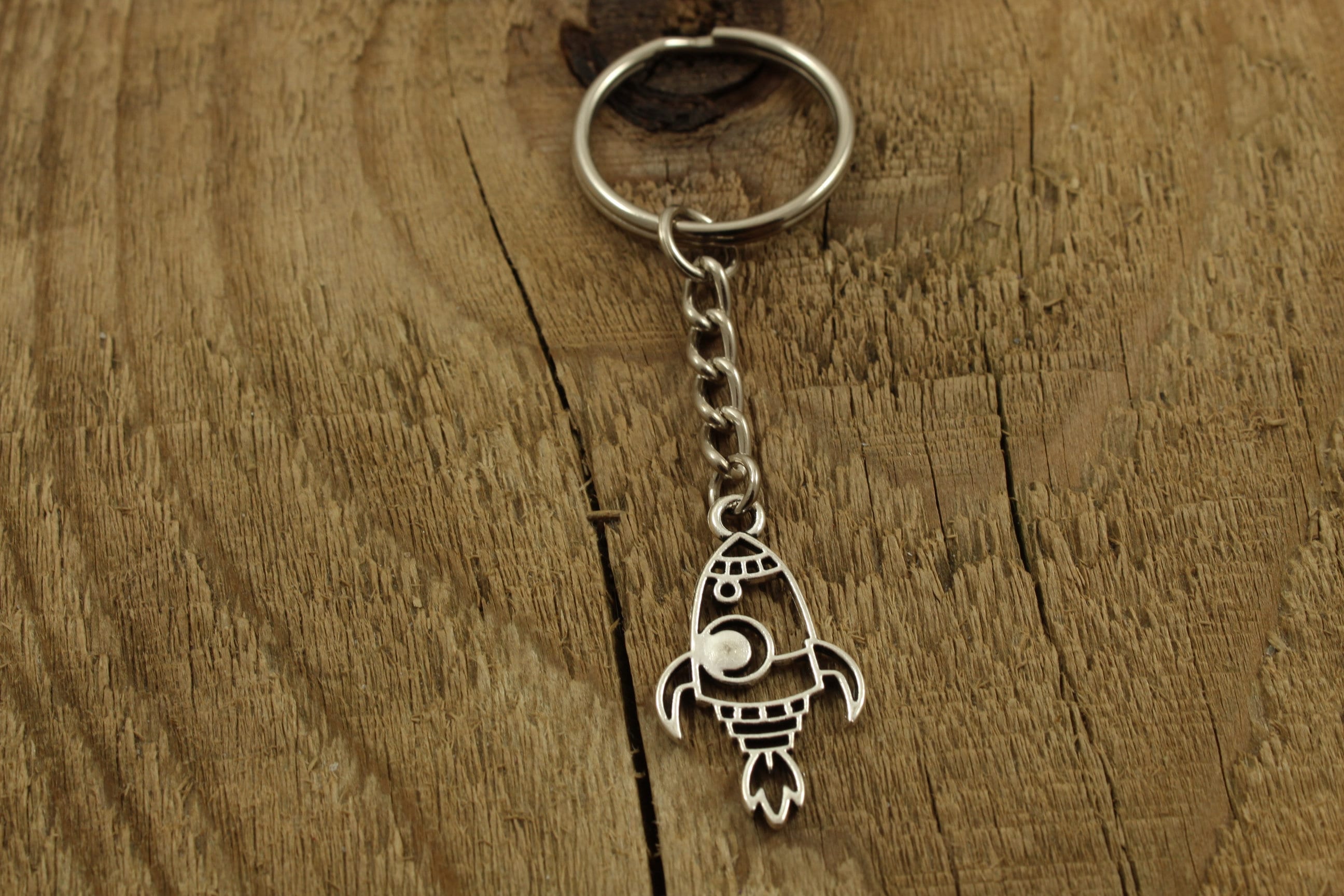 Silver rocket keychain rocket keyring space keychain space | Etsy