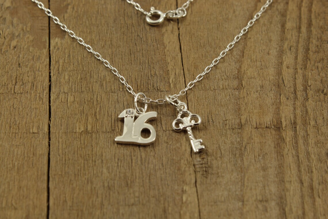 Sterling Silver 16 Necklace, 16th Birthday Gift, 16th Birthday Necklace ...