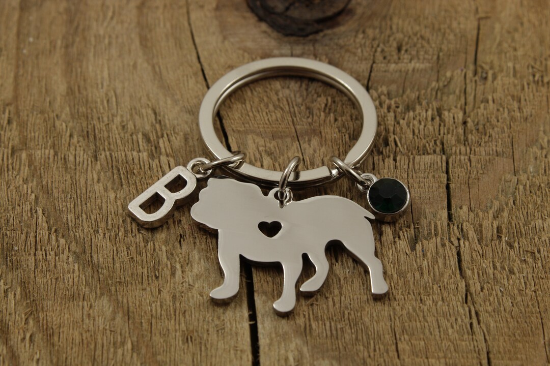 Bulldog Keyring Bulldog Keychain Silver Bulldog Keychain - Etsy