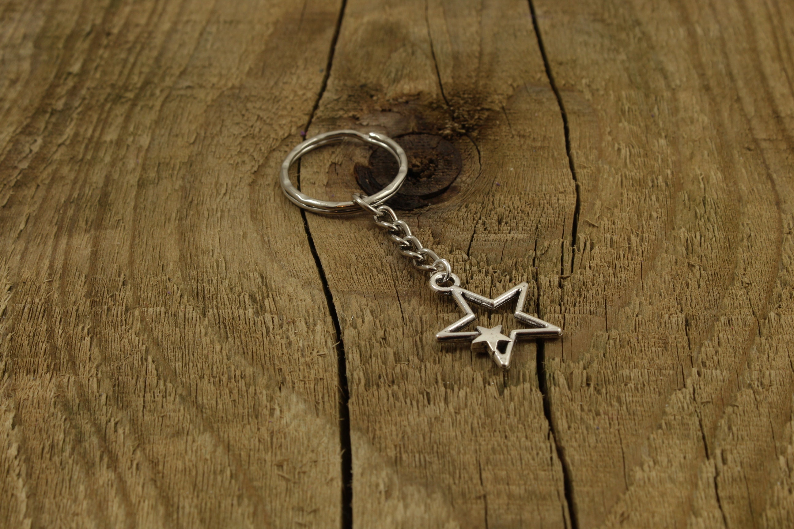 Star Keyring Star Keychain Silver Star Keyring Star Gift - Etsy
