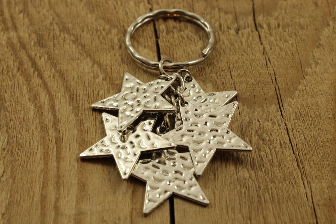 Five Stars Bag Charm, Silver Star Keyring, Star Gift, Starry Keychain, Star Gift, Silver Stars ...