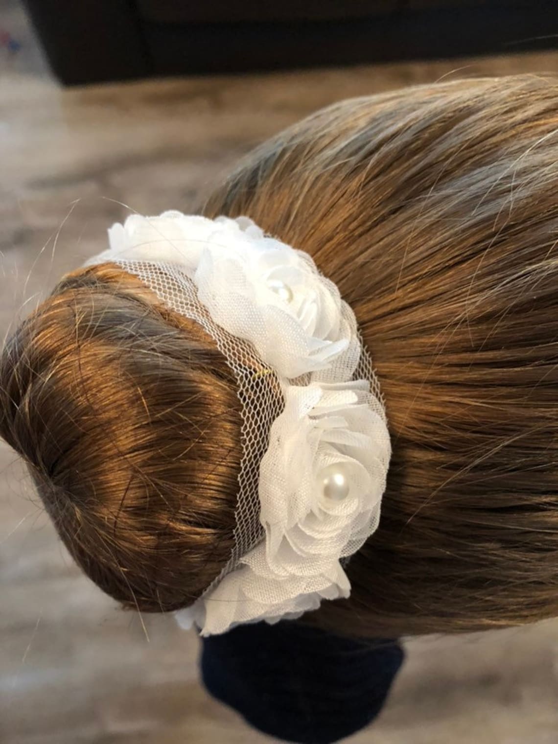 White bun wrap flower bun wrap white floral bun wrap ballet | Etsy