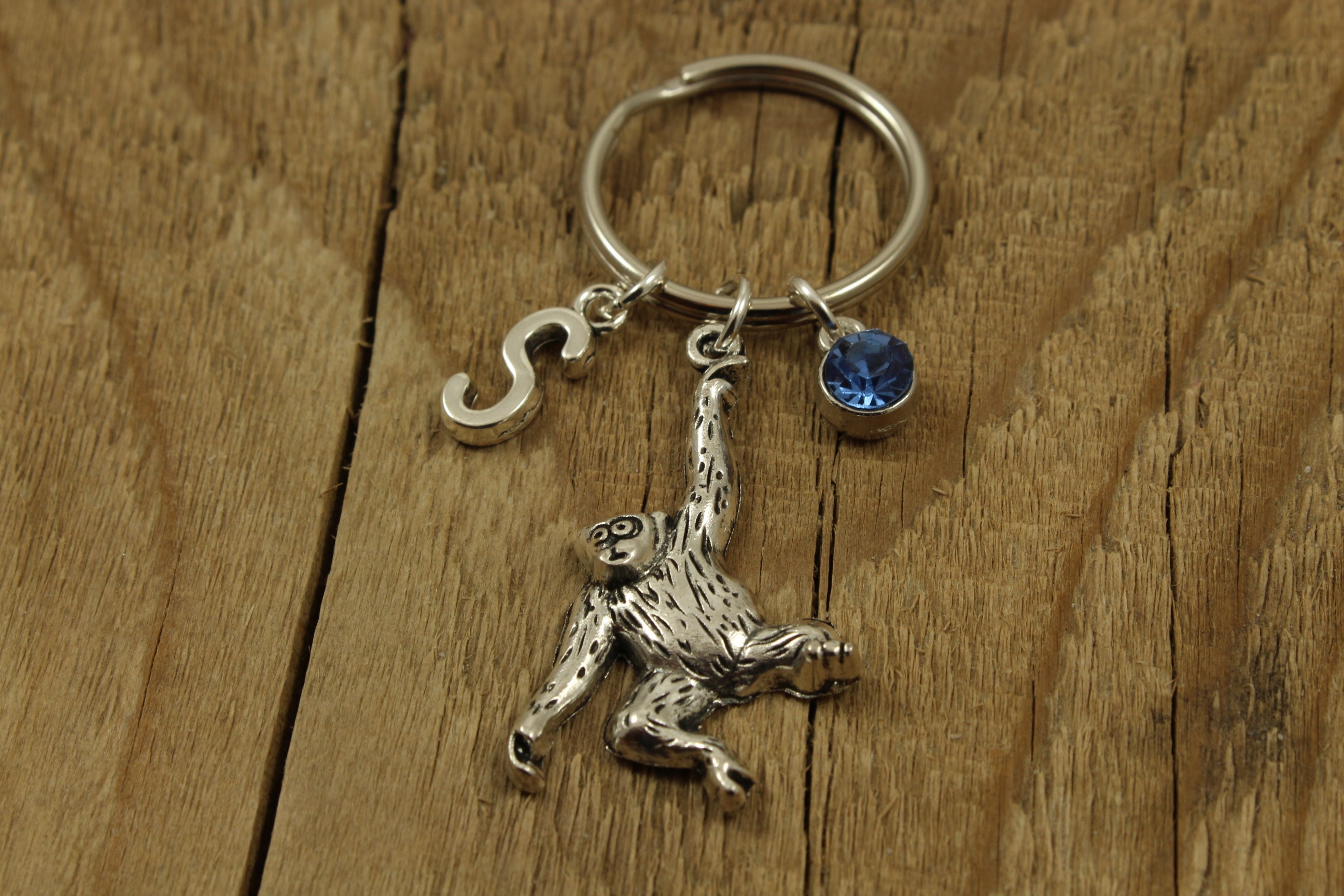 Monkey keyring monkey keychain personalized monkey keychain | Etsy