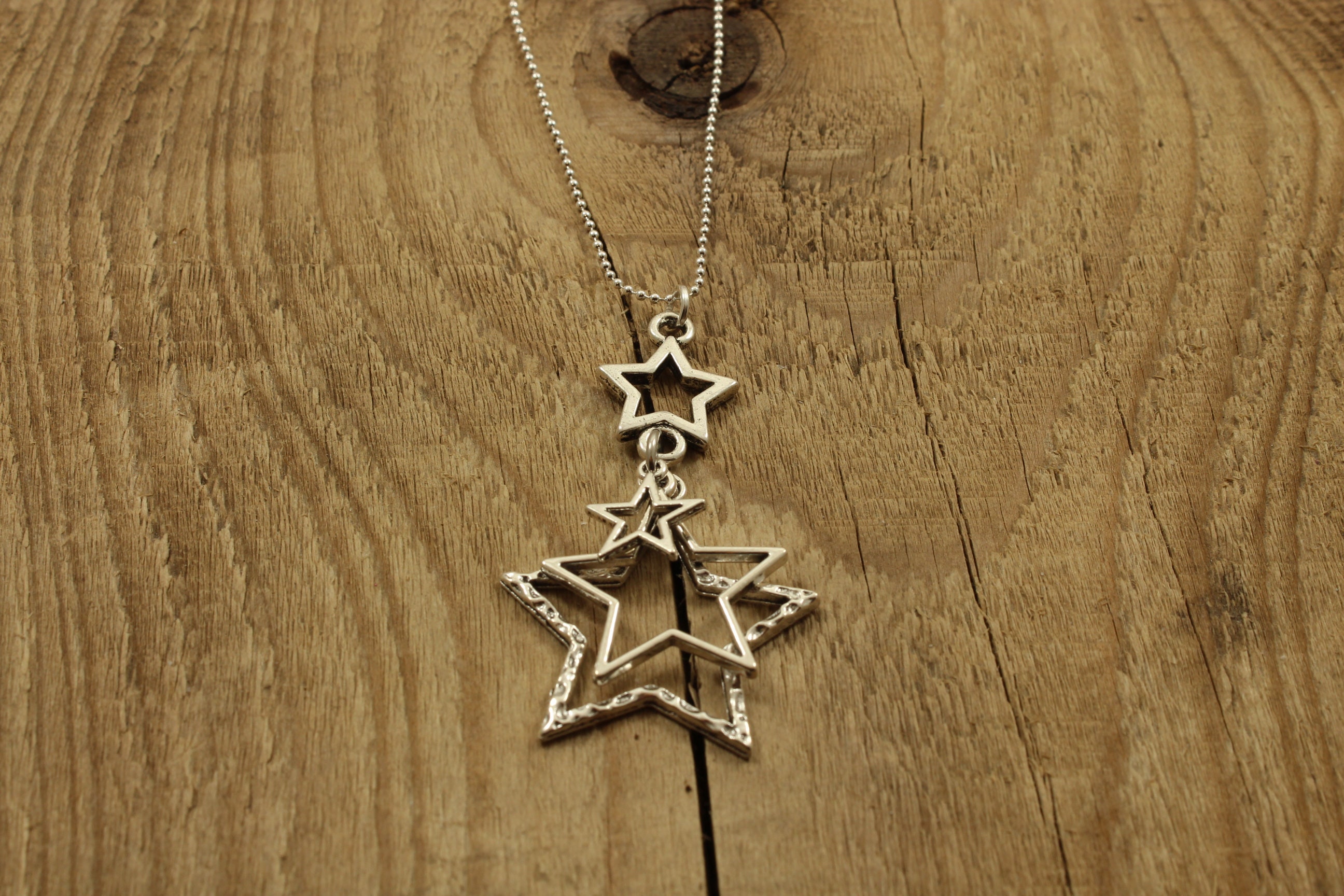 Long Multi Star Necklace, Long Star Necklace, Silver Star Pendant ...