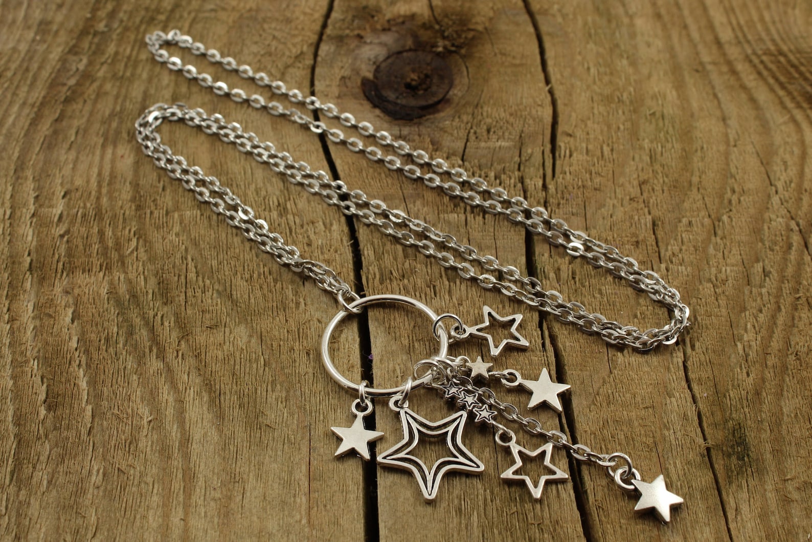 Long Star Necklace Silver Star Necklace Silver Multi Star - Etsy