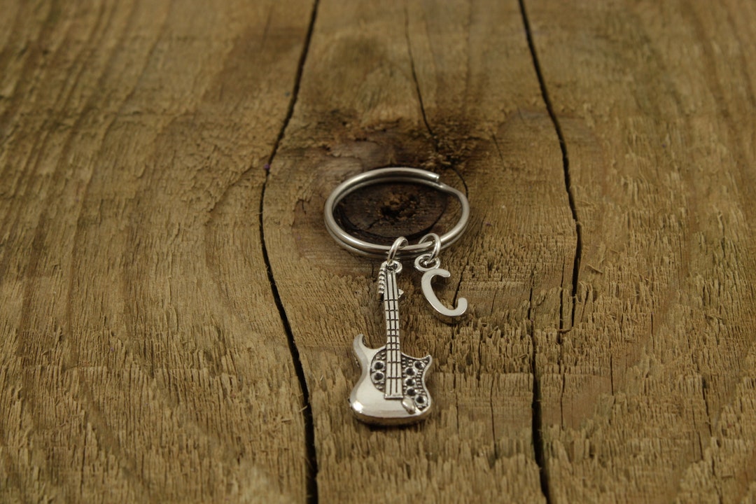 Guitar Keyring, Guitar Keychain, Guitarist Keyring, Personalised Guitar ...
