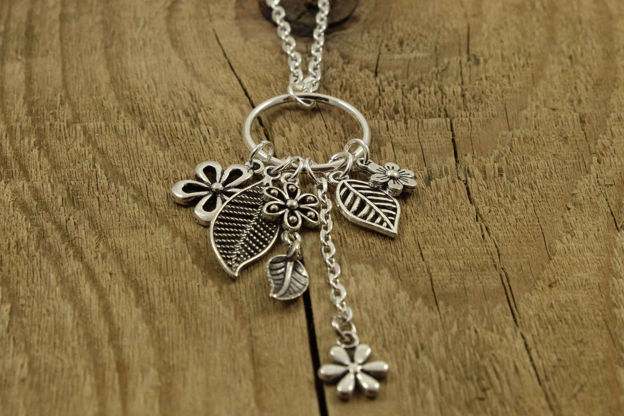 Long Flower Necklace Silver Flower Necklace Silver Multi - Etsy