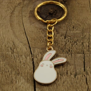 Rabbit Keychain Rabbit Keyring Gold Bunny Keyring Enamel - Etsy