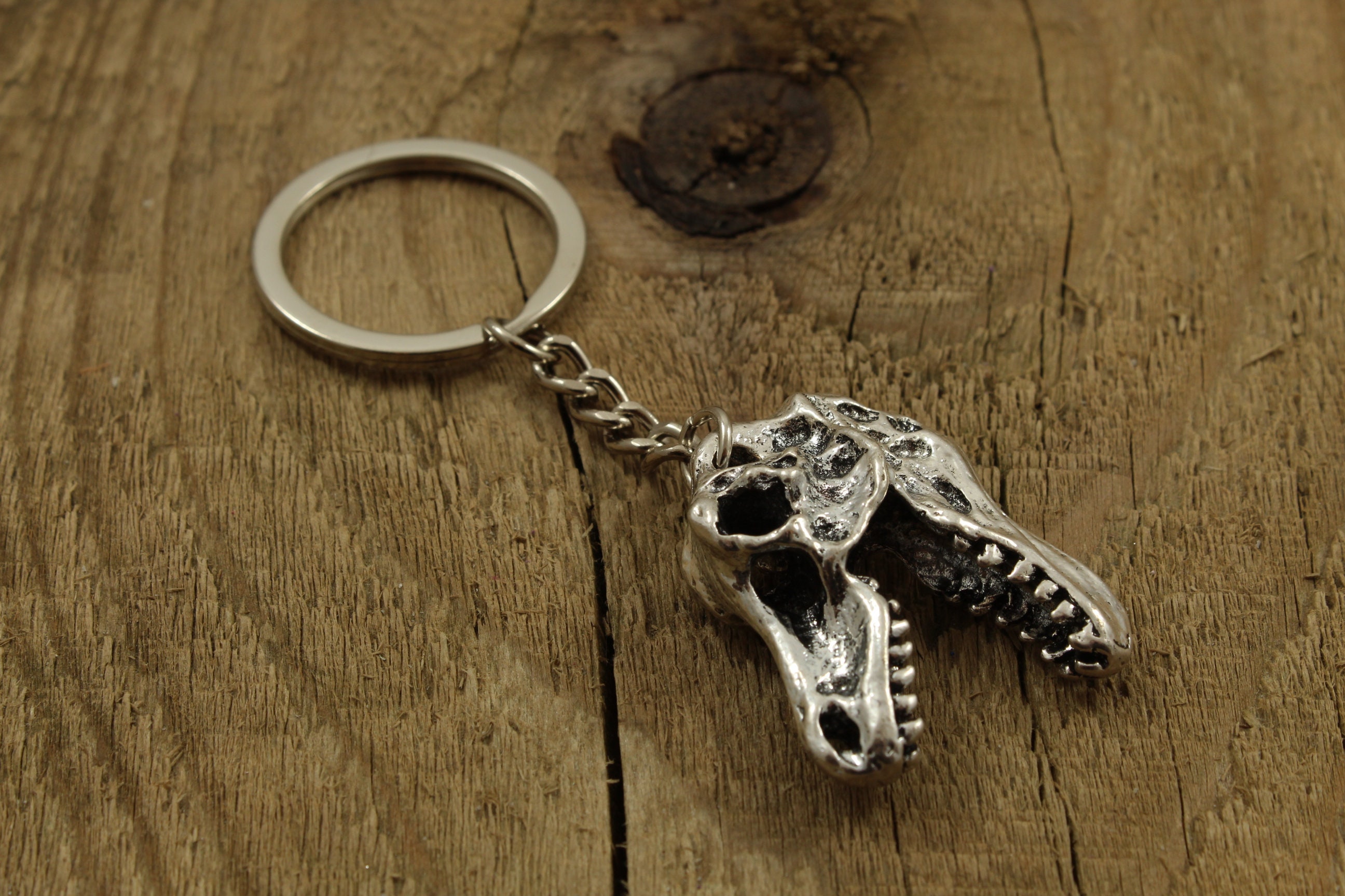 Tyrannosaurus keyring t-rex skull keychain large dinosaur | Etsy