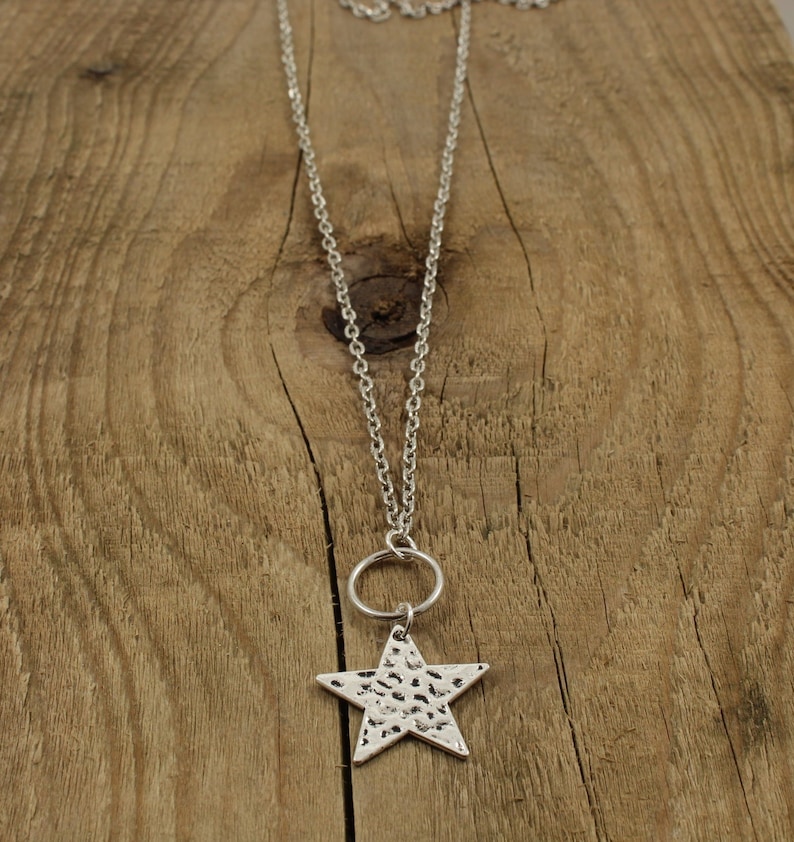 Star necklace long star necklace silver star pendant | Etsy