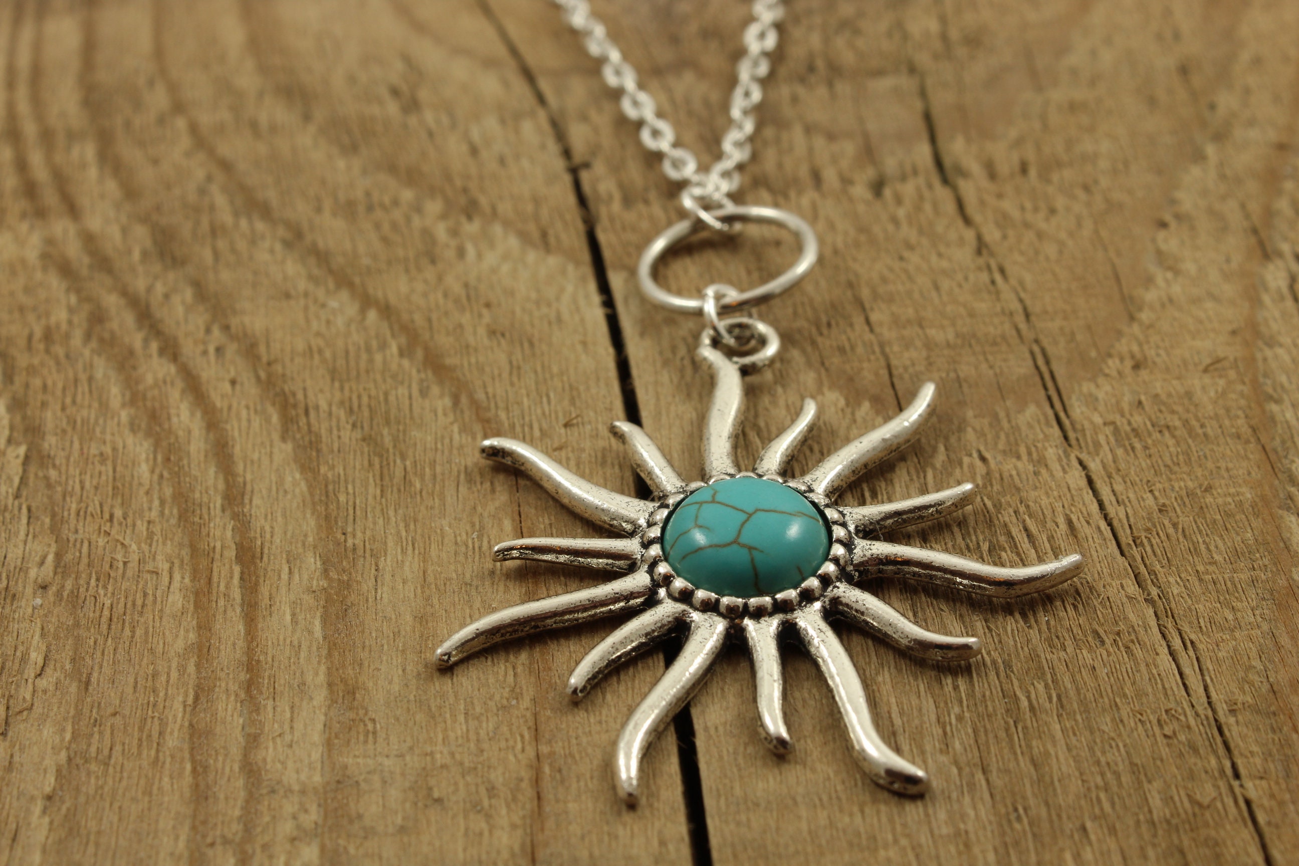 Sun Pendant Necklace, Long Sun Necklace, Silver Sun Necklace, Long ...