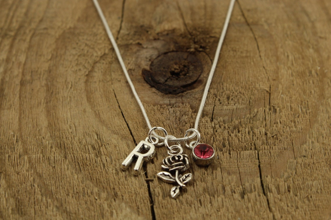Rose Necklace Rose Pendant Rose Charm Personalised - Etsy UK