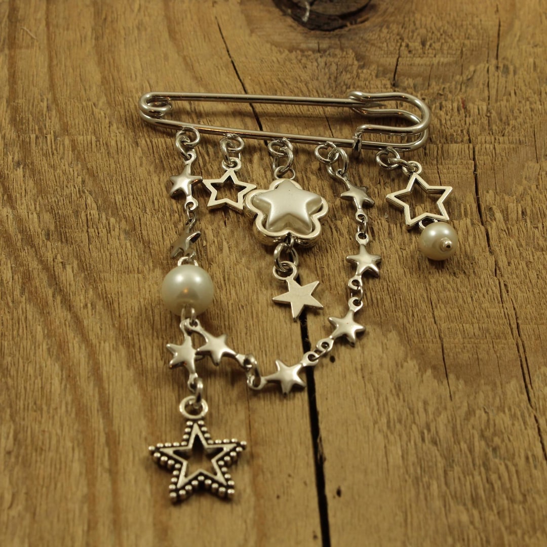 Pearl Star Pin, Star Pin Badge, Silver Star Pin, Multi Star, Star Badge ...