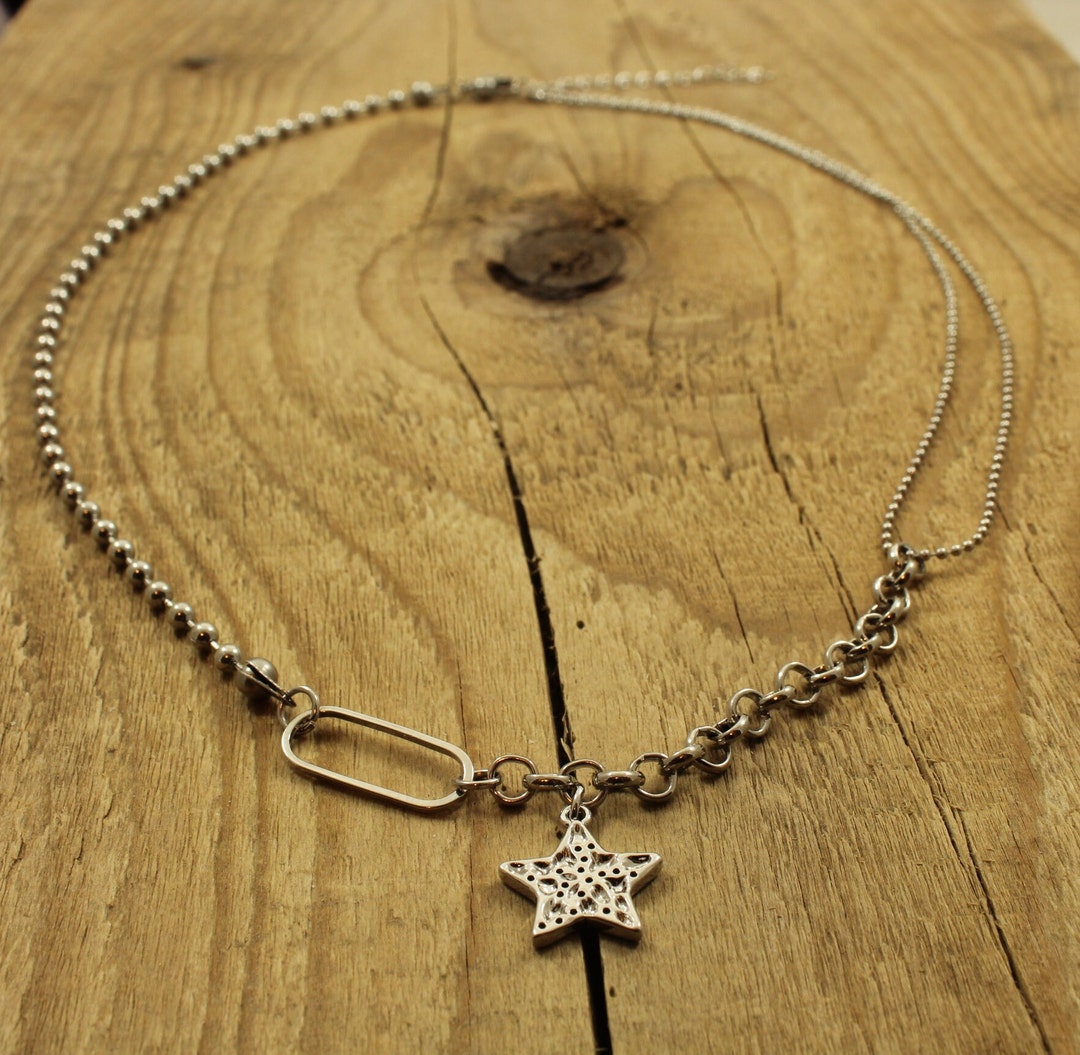 Silver Star Necklace, Stainless Steel Star Necklace, Star Pendant, Silver Star Gift, Star ...