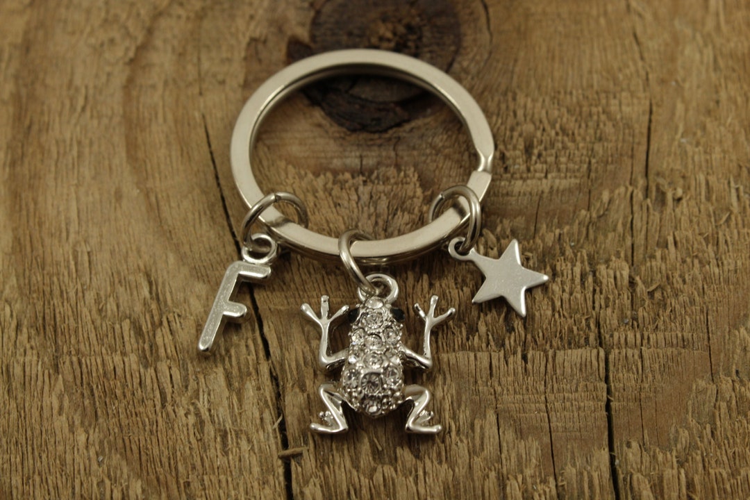 Frog Keyring, Frog Keychain, Sparkly Frog Keyring, Personalised Frog ...
