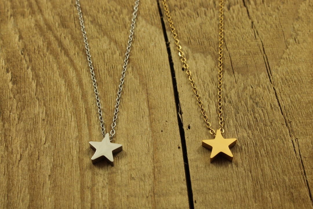Floating Star Necklace, Silver Star Necklace, Silver Star Pendant ...