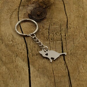 Cat Keychain, Cat Keyring, Silver Cat Keyring, Friendship Gift, Silver ...