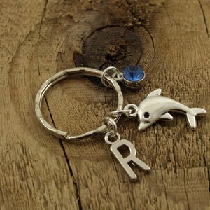 Silver Dolphin Keyring, Dolphin Keychain, Personalized Dolphin Birthday ...