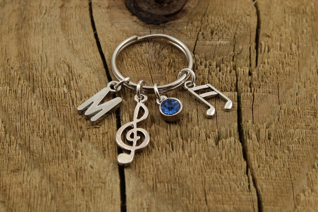 Music Keyring, Music Keychain, Musical Note Keyring, Personalised ...