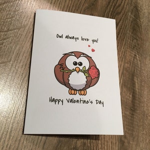 Owl Valentines card owl themed Valentine card owl love card | Etsy