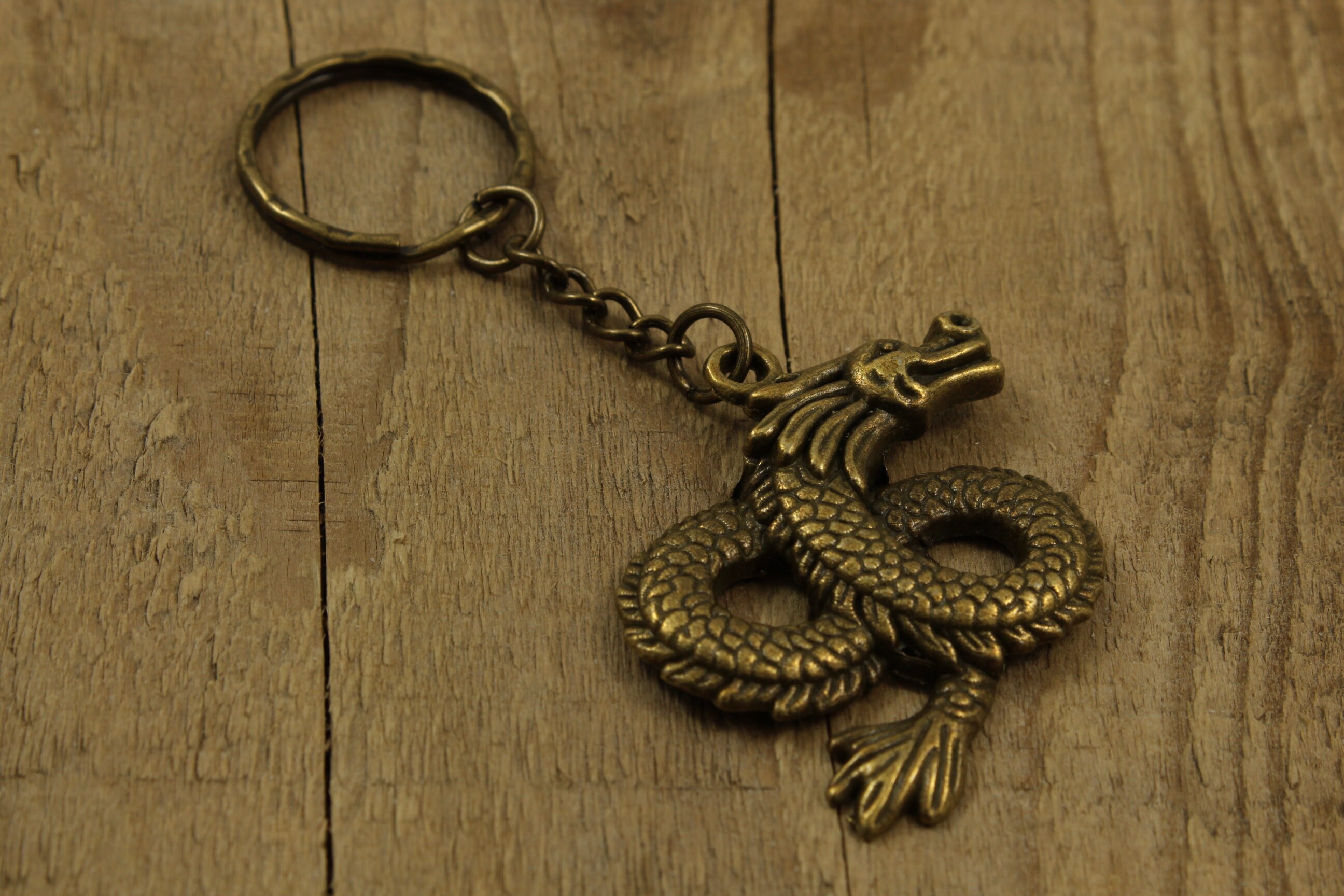 Bronze Dragon Keychain Dragon Keyring Large Dragon Keyring - Etsy