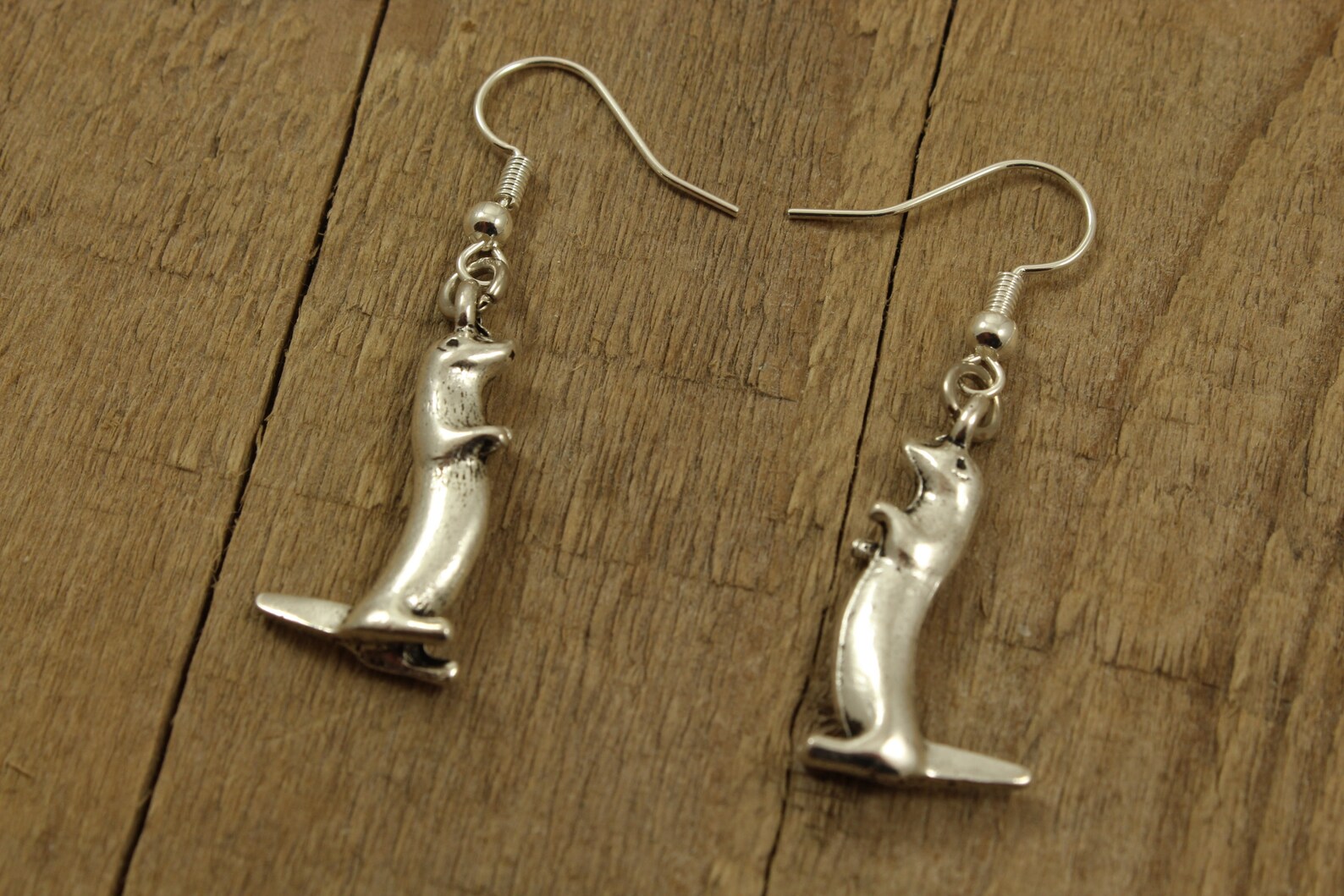 Otter Earrings, Silver Otter Charm Earrings, Otter Jewellery, Otter ...