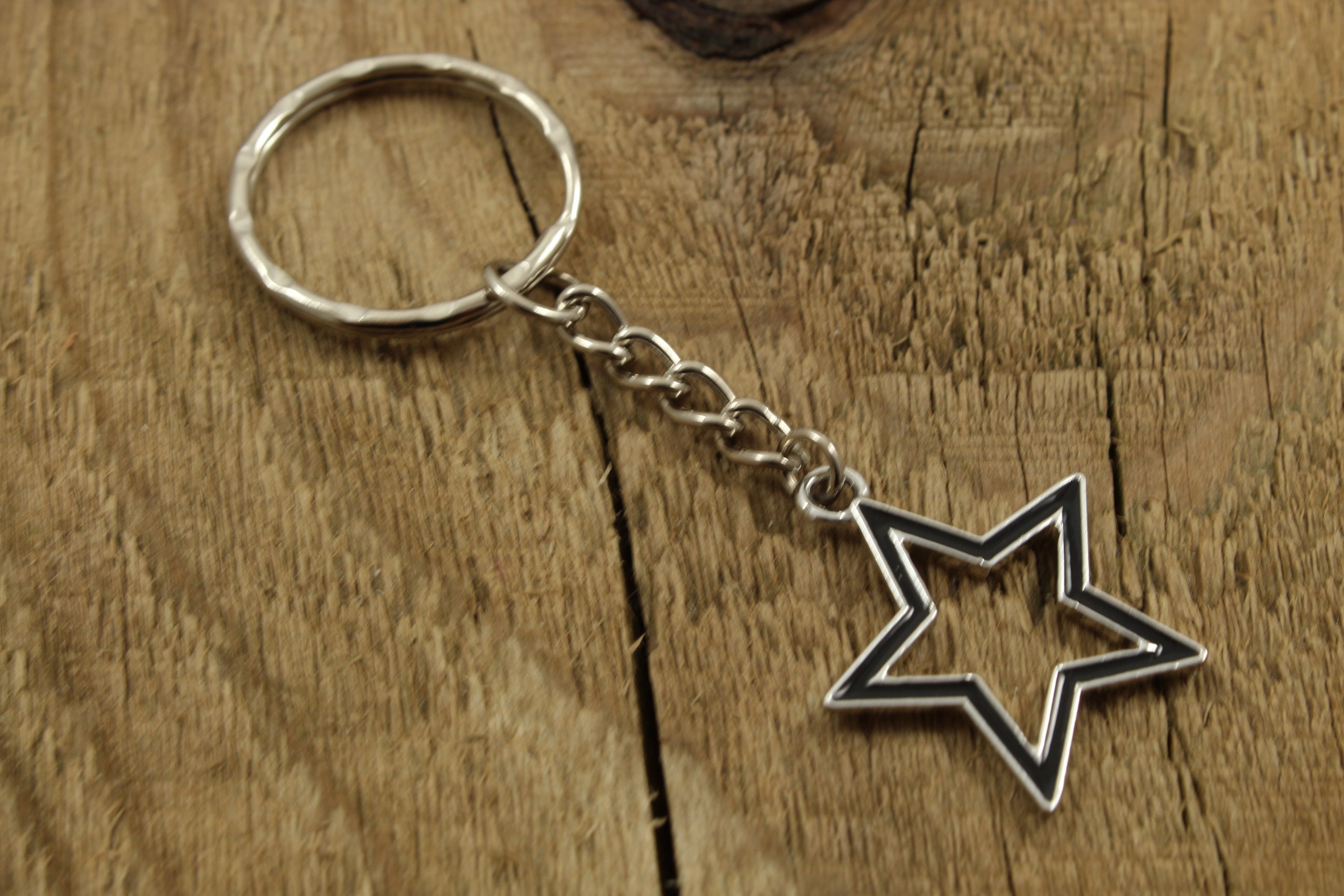 Star keychain star keyring black star keychain silver star | Etsy