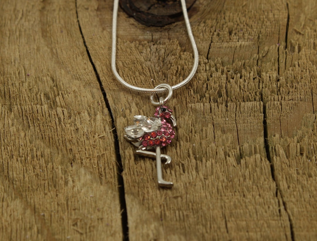 Flamingo Necklace, Pink Flamingo Jewellery, Flamingo Charm, Cute Bird ...
