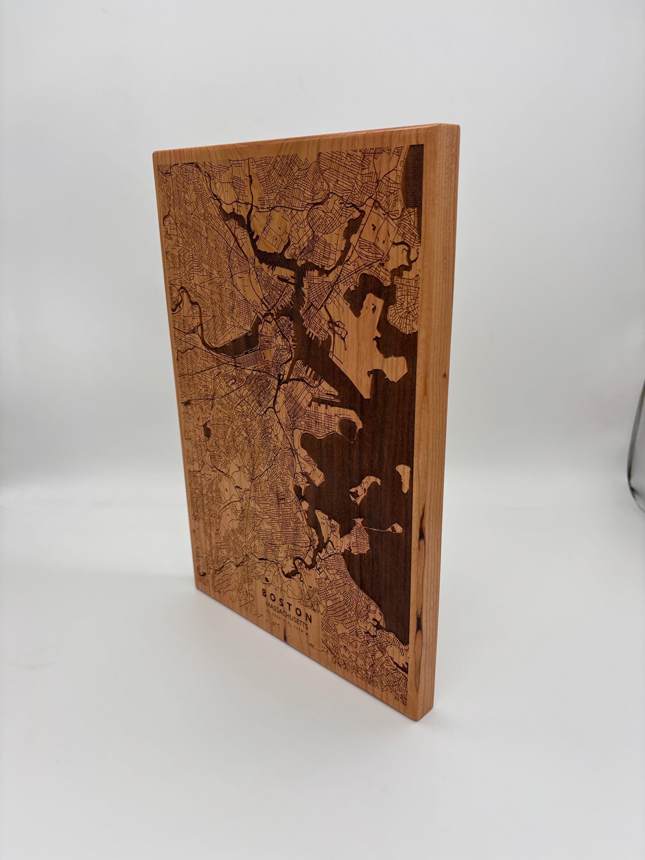Boston Laser Etched Wall Map - Etsy