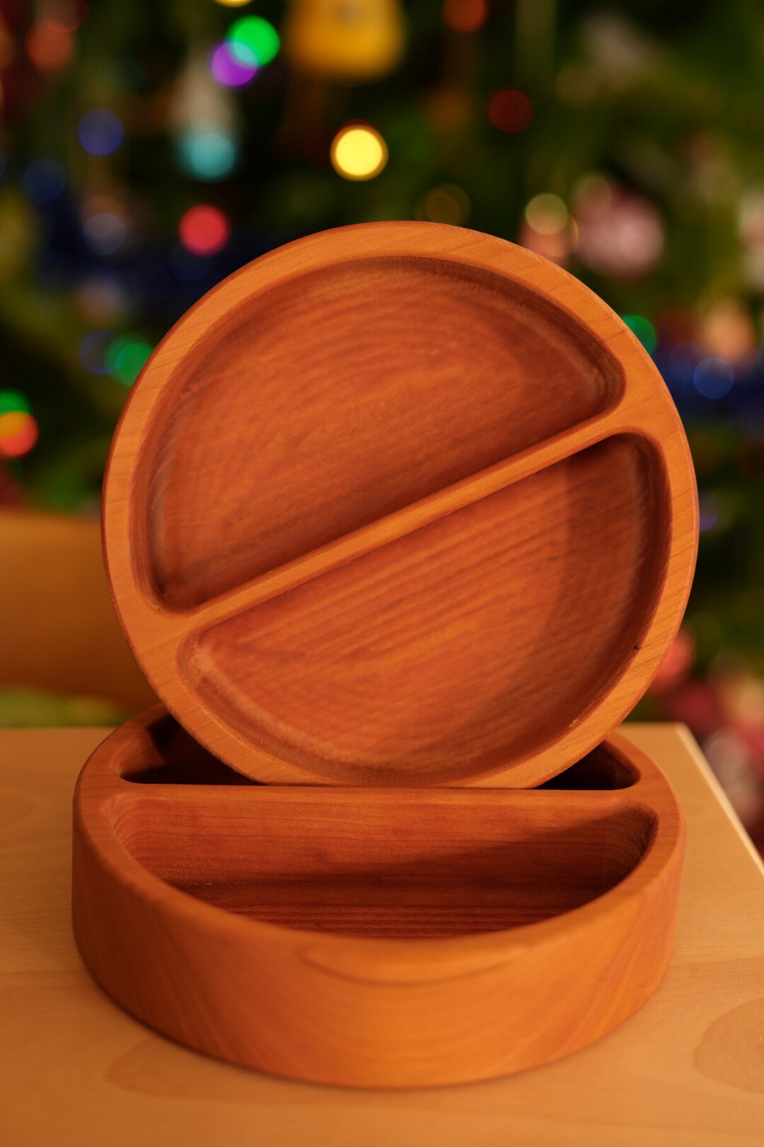 Set of Two Handmade Wooden Cherry Wood Pistachio Bowls Dual ...
