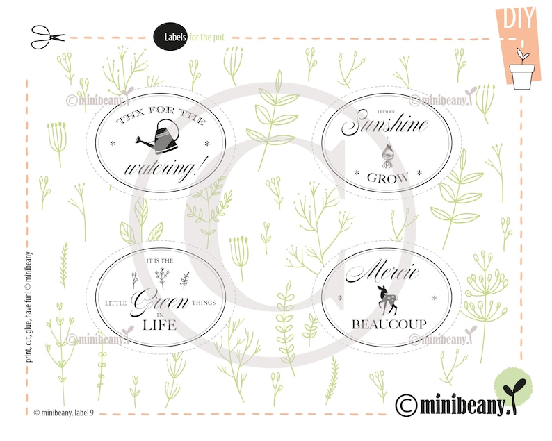 Labels for the Pot Assortment Labels for Flower Pots Flower Pot Label ...