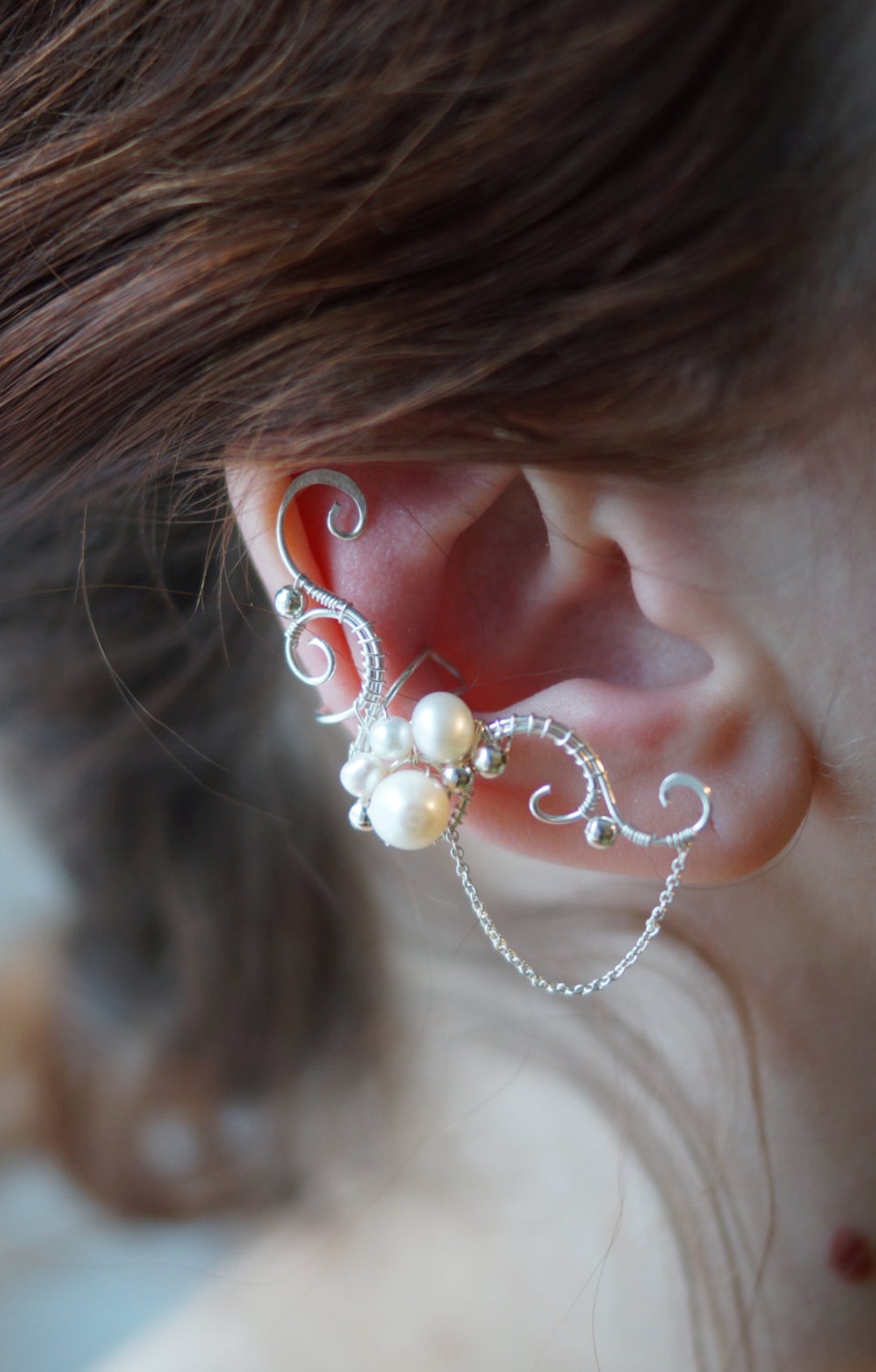 Elven Earcuff Fantasy Decoration for Ear Pearl Ear Cuff - Etsy