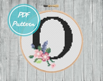 Letter 'L' Floral Monogram Cross Stitch PDF Pattern | Etsy