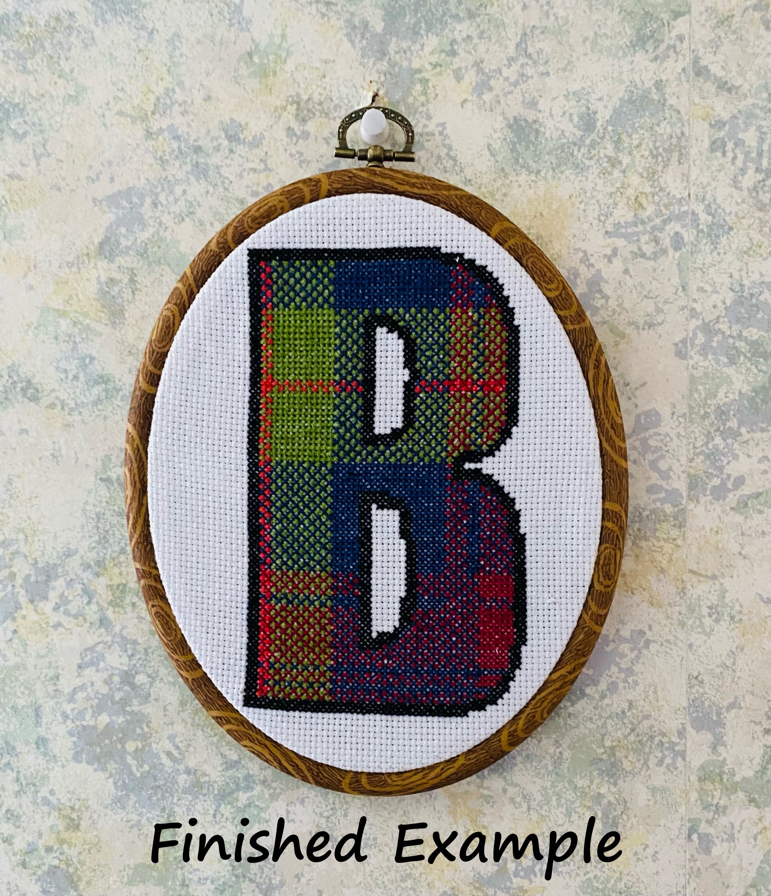 Cross Stitch Letter P Blue and Red Plaid Tartan Pattern, Instant ...
