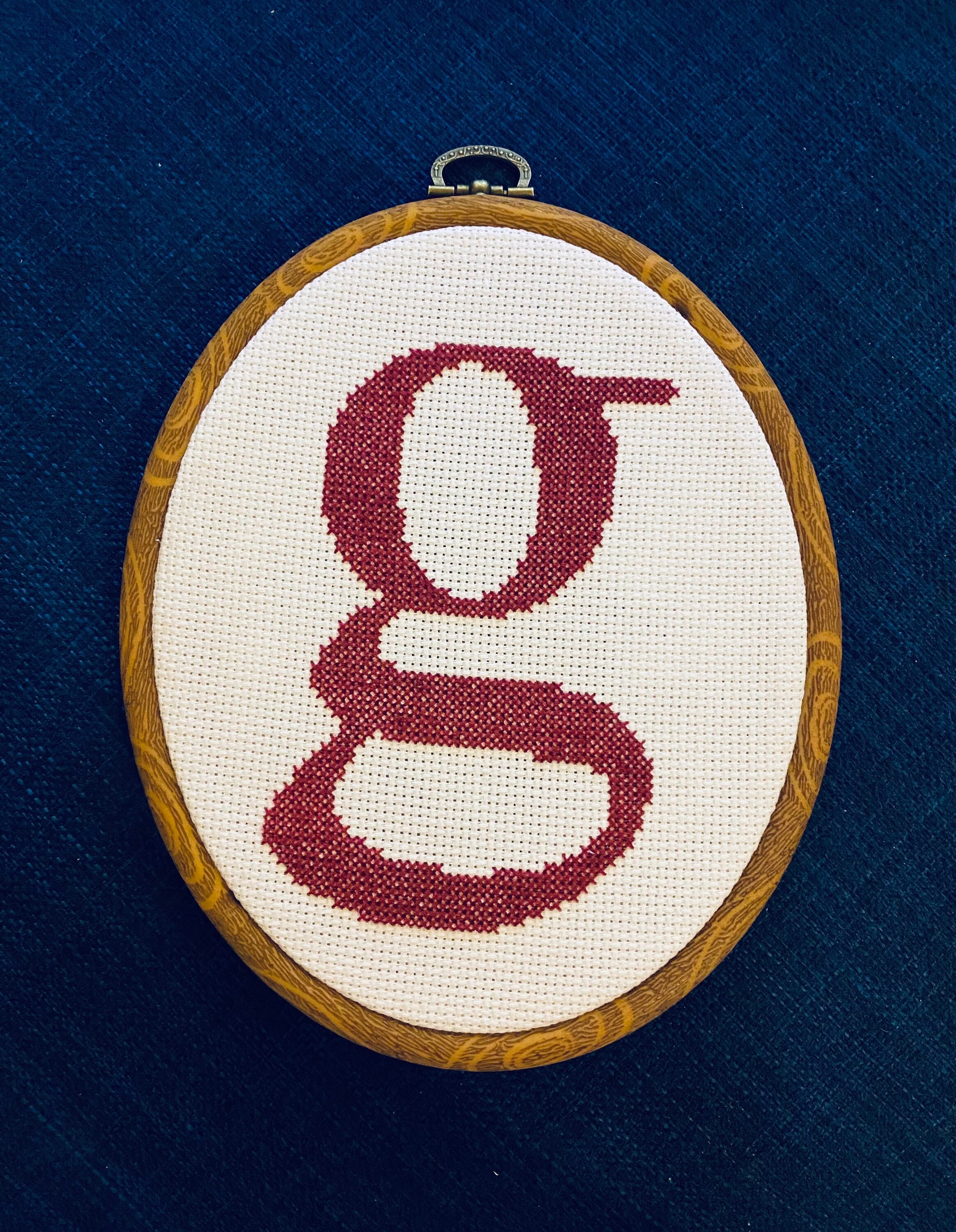 Lowercase Letter ‘G’ Monogram Times New Roman Finished Cross Stitch - Etsy